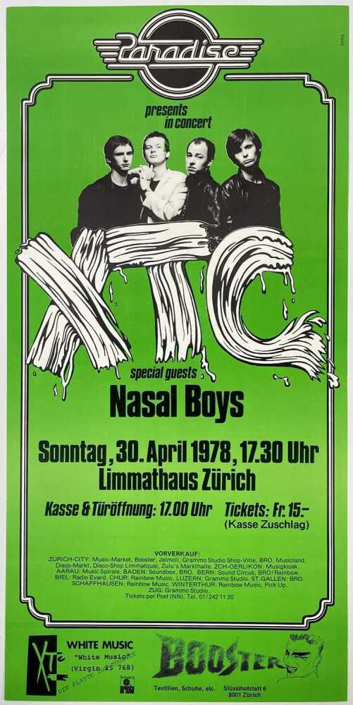 XTC - ORIGINAL SWISS CONCERT POSTER INC NASAL BOYS.